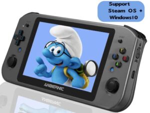 win600 handheld game console support steam os +windows10 , 5g wifi 4.2 bluetooth 3050e dali apu 8gb ram/256gb rom 5.94 inch touchscreen screen 4500mah battery (win600-3050-black)