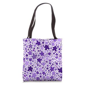 Purple Meeple Pattern Tote Bag