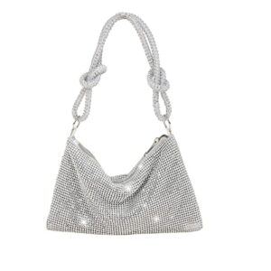 rhinestone hobo bag for women, chic sparkly evening handbag, shiny clutch bag purse for club wedding party