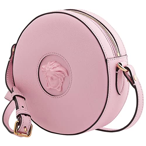 Versace Ladies La Medusa Round Leather Camera Bag In Baby Pink