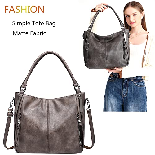 KKP Hobo Shoulder Bags for Women Large PU leather Purse Shopper Tote Purse Handbag-Khaki