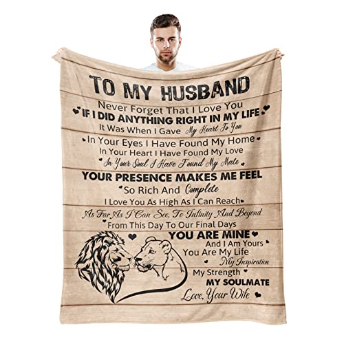 Husband Gifts Blanket 60"x50", Husband Birthday Gift, Husband Gifts from Wife, Husband Gifts Ideas for Christmas Valentine's Day Father's Day Wedding Anniversary, Mens Gifts for Husband Throw Blankets