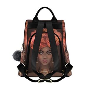 senya Women's Fashion Backpack Purses, African American Woman Black Backpack Shoulder Bag for Women