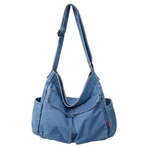 cross body bag purses for women denim crossbody handbags blue jean purse travel large hobo canvas cute tote bag with zipper pockets school teen girls shoulder casual hand bags ladies messenger trendy