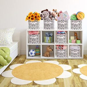 12 Pcs Foldable Storage Basket Bulk White Cube Fabric Bins Square Mini Box Receive Organizer Rectangle Canvas with Handles for Home Nursery Office Kids Toys Books Small 11 x 8 x 6 Inch