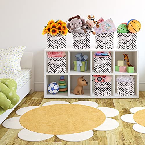 12 Pcs Foldable Storage Basket Bulk White Cube Fabric Bins Square Mini Box Receive Organizer Rectangle Canvas with Handles for Home Nursery Office Kids Toys Books Small 11 x 8 x 6 Inch