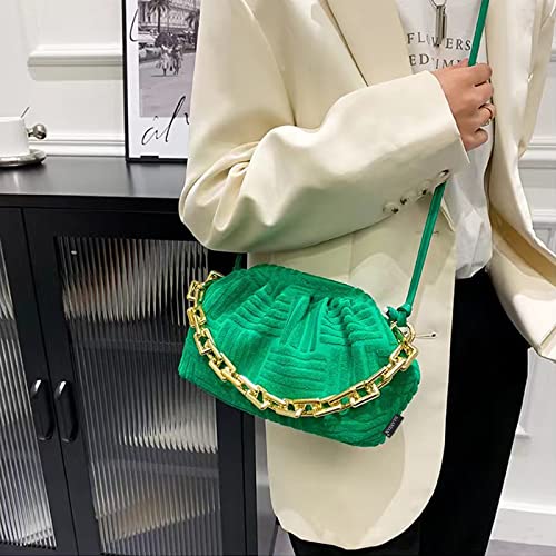 Jacquard Pattern cotton cloud shape dumpling handbag clutch purse for women shoulder hobo bag dupes(Green)