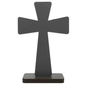 Needzo Rustic Wooden Standing Cross With Blessed Center, Religious Home or Office Decor for Shelves, Tables, or Desks, 8.5 Inches x 5.5 Inches