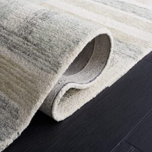 Safavieh Micro-Loop Collection 8' x 10' Ivory/Grey MLP954A Handmade Contemporary Wool Area Rug