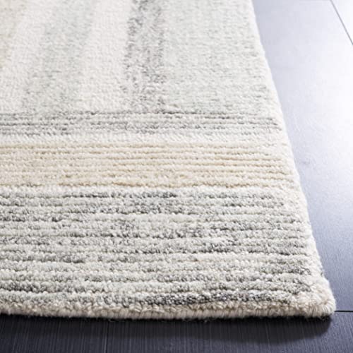 Safavieh Micro-Loop Collection 8' x 10' Ivory/Grey MLP954A Handmade Contemporary Wool Area Rug