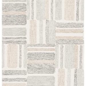 Safavieh Micro-Loop Collection 8' x 10' Ivory/Grey MLP954A Handmade Contemporary Wool Area Rug