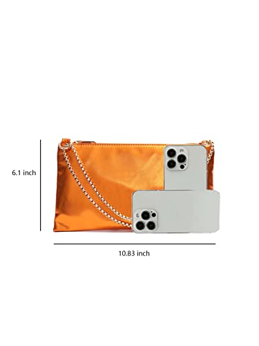 PHUMEE Mini Evening Clutch Purse for Women Charm Glossy Square Shoulder Handbag Hobo Bags Party Club