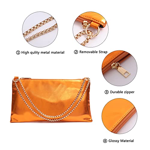 PHUMEE Mini Evening Clutch Purse for Women Charm Glossy Square Shoulder Handbag Hobo Bags Party Club