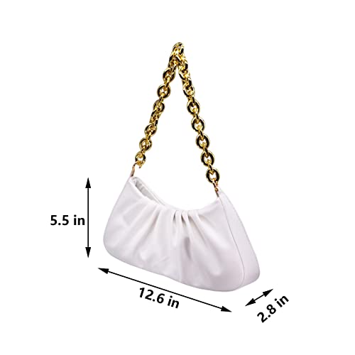 Zengmei Shoulder bag, Designer Bag, Saddle Purse for Women Female Girl 15-White Gold Chain