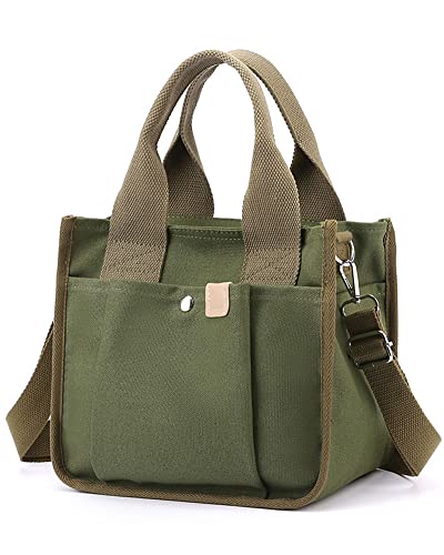 Women Canvas Tote Bag Classic Small Square Crossbody Bag Shoulder Bag for Work School