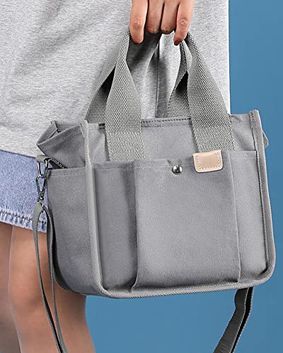 Women Canvas Tote Bag Classic Small Square Crossbody Bag Shoulder Bag for Work School