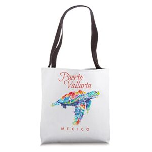 puerto vallarta mexico watercolor sea turtle tote bag