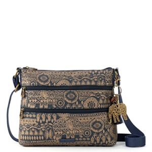 sakroots womens artist circle crossbody in coated canvas, multifunctional purse with adjustable strap & zipper p cross body handbag, bronze batik world, one size us