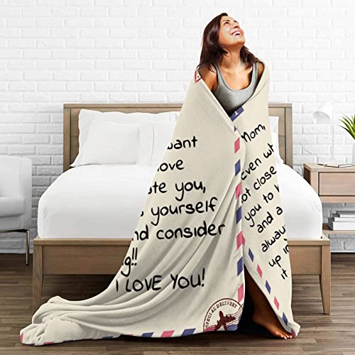 Poitvd Throw Blankets Anniversary Birthday Gift for Mom from Daughter Son, Dear Mom Blanket for Mother's Day