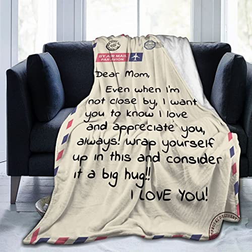 Poitvd Throw Blankets Anniversary Birthday Gift for Mom from Daughter Son, Dear Mom Blanket for Mother's Day