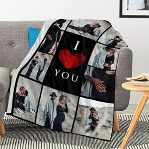 Custom Blanket Memorial Gift with Photo Text Collage: Made in USA, 10 Photos Customized Blankets Personalized Throw Blanket Using My Own Pictures for Family Mom Dad Kids Wife or Lover - 4 Sizes