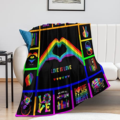 LGBT Blanket Gay Pride Throw Rainbow LGBT Colorful Flannel Soft Warm Blankets Lightweight Fuzzy Plush for Men Women LGBT Gifts 40"x50"