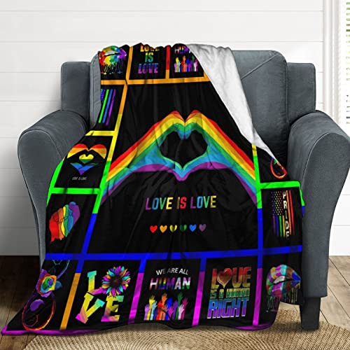 LGBT Blanket Gay Pride Throw Rainbow LGBT Colorful Flannel Soft Warm Blankets Lightweight Fuzzy Plush for Men Women LGBT Gifts 40"x50"