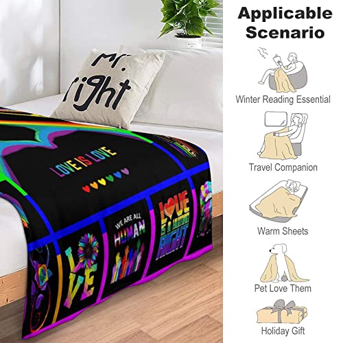 LGBT Blanket Gay Pride Throw Rainbow LGBT Colorful Flannel Soft Warm Blankets Lightweight Fuzzy Plush for Men Women LGBT Gifts 40"x50"