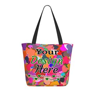 aziucteh personalized tote bag for women custom tote handbags custom bag women’s gift for birthday valentine’s day customized your own photo picture text name logo