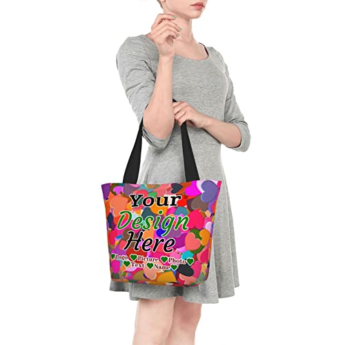 Aziucteh Personalized Tote Bag For Women Custom Tote Handbags Custom Bag Women's Gift For Birthday Valentine'S Day Customized Your Own Photo Picture Text Name Logo