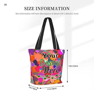 Aziucteh Personalized Tote Bag For Women Custom Tote Handbags Custom Bag Women's Gift For Birthday Valentine'S Day Customized Your Own Photo Picture Text Name Logo