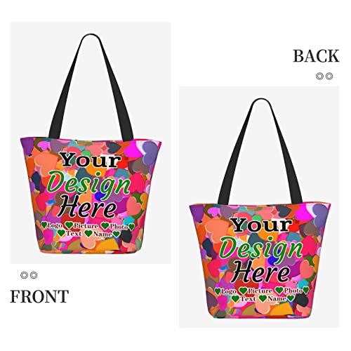 Aziucteh Personalized Tote Bag For Women Custom Tote Handbags Custom Bag Women's Gift For Birthday Valentine'S Day Customized Your Own Photo Picture Text Name Logo