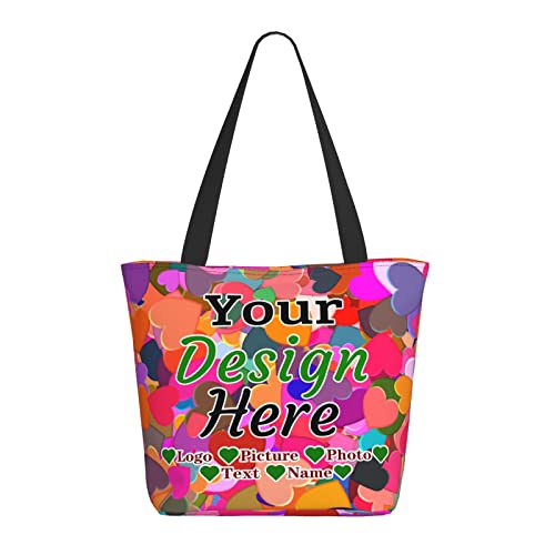 Aziucteh Personalized Tote Bag For Women Custom Tote Handbags Custom Bag Women's Gift For Birthday Valentine'S Day Customized Your Own Photo Picture Text Name Logo