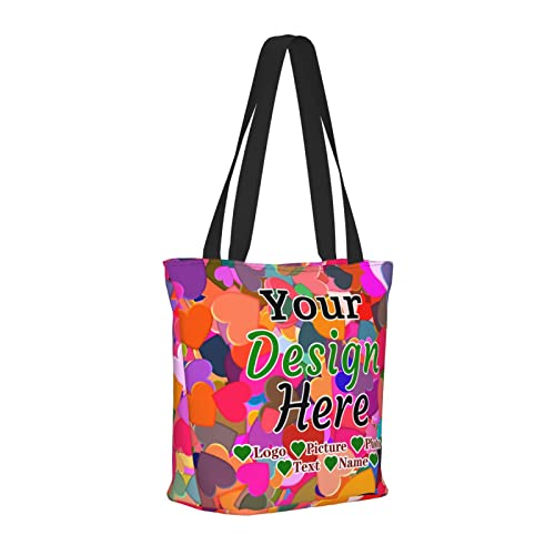 Aziucteh Personalized Tote Bag For Women Custom Tote Handbags Custom Bag Women's Gift For Birthday Valentine'S Day Customized Your Own Photo Picture Text Name Logo