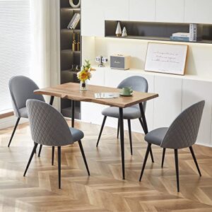 Homedot 5-Pieces Dining Table Set for 4,Unique Design Home Desk Thick Tabletop Dining Table with Stable Metal Legs & 4 Upholstered Dining Chair Soft with Stable Metal Legs for Kitchen,Dining Hall