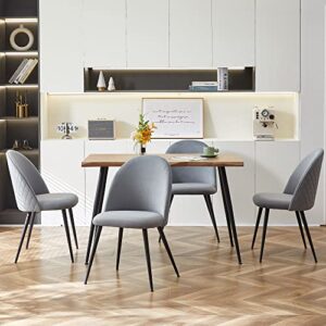 Homedot 5-Pieces Dining Table Set for 4,Unique Design Home Desk Thick Tabletop Dining Table with Stable Metal Legs & 4 Upholstered Dining Chair Soft with Stable Metal Legs for Kitchen,Dining Hall