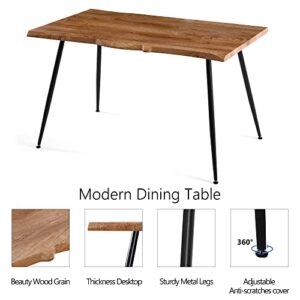 Homedot 5-Pieces Dining Table Set for 4,Unique Design Home Desk Thick Tabletop Dining Table with Stable Metal Legs & 4 Upholstered Dining Chair Soft with Stable Metal Legs for Kitchen,Dining Hall