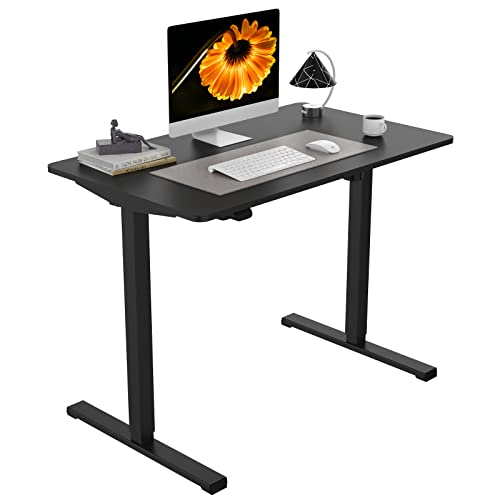 Electric Standing Desk 40 x 24 Inches, Height Adjustable Stand Up Desk w/2-Button Controller, Small Sit Stand Desk, Ergonomic Computer Desk for Home Office, Black Frame + Black Tabletop