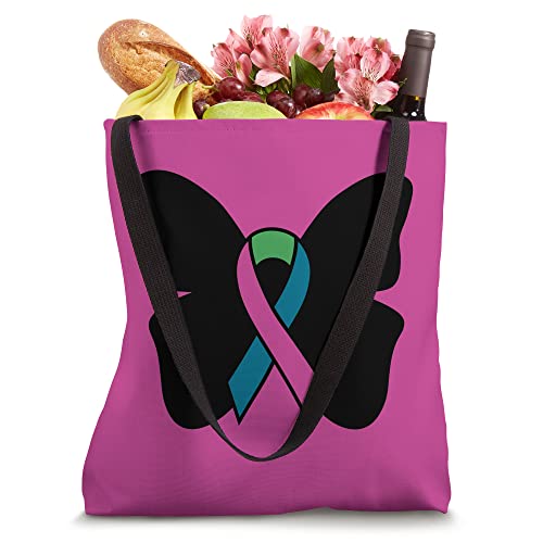 Metastatic Breast Cancer Awareness Ribbon Butterfly Support Tote Bag