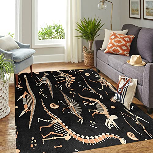 Oueoty Skeleton of Dinosaur Animal Print Area Rug Rugs for Living Room Bedroom 5x7ft/60x84in/150x210cm