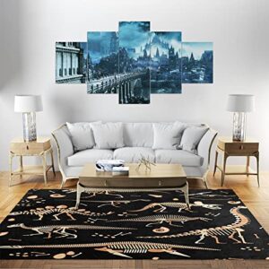 Oueoty Skeleton of Dinosaur Animal Print Area Rug Rugs for Living Room Bedroom 5x7ft/60x84in/150x210cm