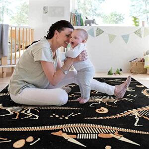 Oueoty Skeleton of Dinosaur Animal Print Area Rug Rugs for Living Room Bedroom 5x7ft/60x84in/150x210cm