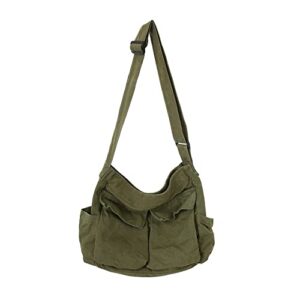 canvas messenger bag for women men,multiple pockets large hobo bag canvas crossbody bag shoulder tote bag school daypacks