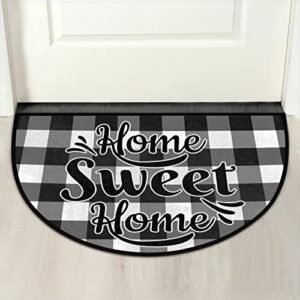 amelia sharpe welcome half round door mat black white plaid buffalo washable home kitchen art restaurant office floor mats non slip and durable doormats decor 18×30 inch