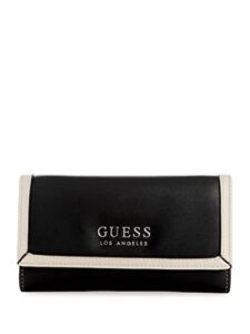 guess factory women’s milena color-block slim clutch black wallet