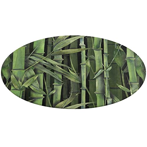 KiuLoam Round Area Rug Bamboo with Leaves Non-Slip Large Circle Rugs 3-Feet Diameter for Living Room Bedroom Soft Carpet Machine Washable Floor Mat Home Decor