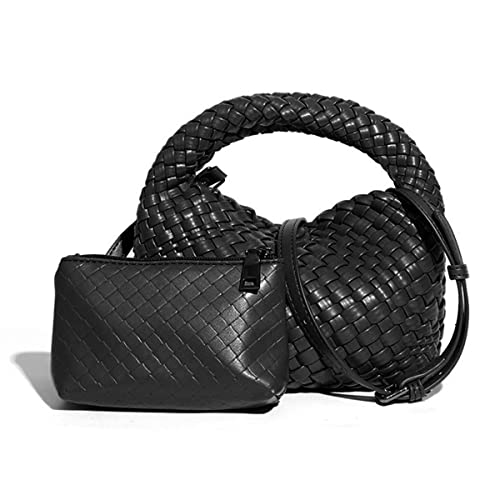 Suyechjo Woven Tote Small Crossbody Bag for Women，Quilted Purse Shoulder Bag Woven Handbag with Detachable Strap