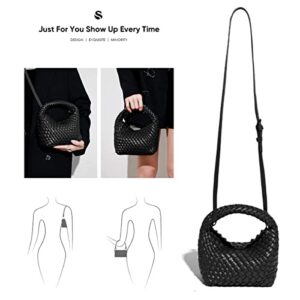 Suyechjo Woven Tote Small Crossbody Bag for Women，Quilted Purse Shoulder Bag Woven Handbag with Detachable Strap