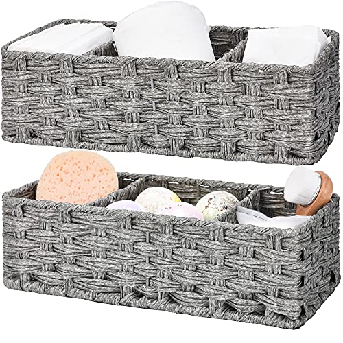 GRANNY SAYS Bundle of 2-Pack Woven Baskets for Storage & 2-Pack Rectangle Wicker Basket