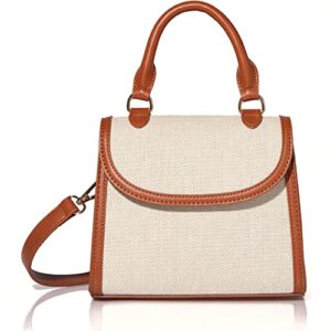 telena crossbody bags for women, vegan leather purses for women crossbody handbags with adjustable shoulder strap beige with brown